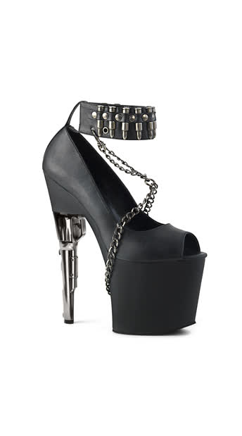 **7 1/2" Gun Heel, 3 1/2" PF Peep Toe Pump w/ Bullet