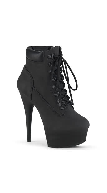 6" Heel, 1 3/4" PF Lace-up Front Bootie, Side Zip