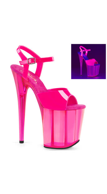 8" Heel, 4" PF UV Reactive Ankle Strap Sandal