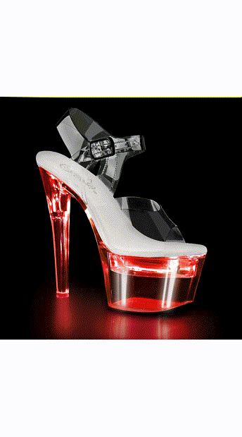 7" Heel, 2 3/4" Platform LED Illuminated Ankle Strap Sandal