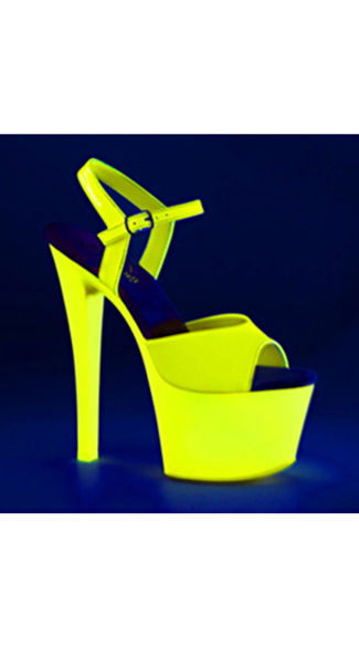 Neon UV Reactive Sky Platform, UV Reactive High Heels, 7 Inch High Heel