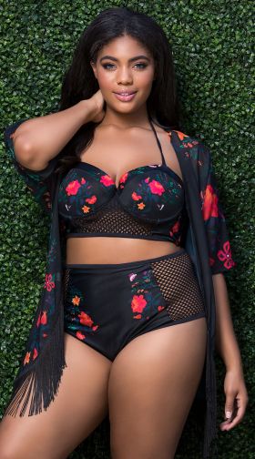 Plus Size Yandy High Waisted Tropical Getaway Bikini Bottom Plus Size