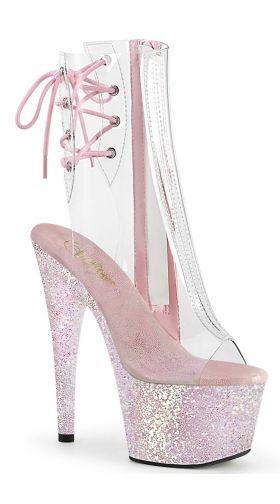 7 Inch Tinted Open Toe Platform Heels, Black Platform Heels - Yandy.com