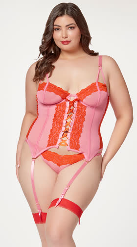 Plus Size Brigeta Push Up Satin Bustier Set Plus Size Satin Push Up Bustier Set