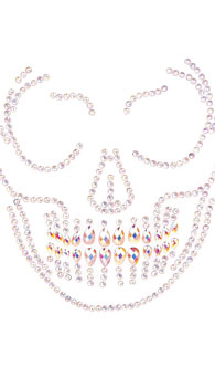 Glow in the Dark Skull Face Sticker, Jewel Skull Face Sticker - Yandy.com