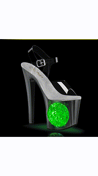 8" Heel, 3 3/4" PF LED Illuminated Ankle Strap Sandal